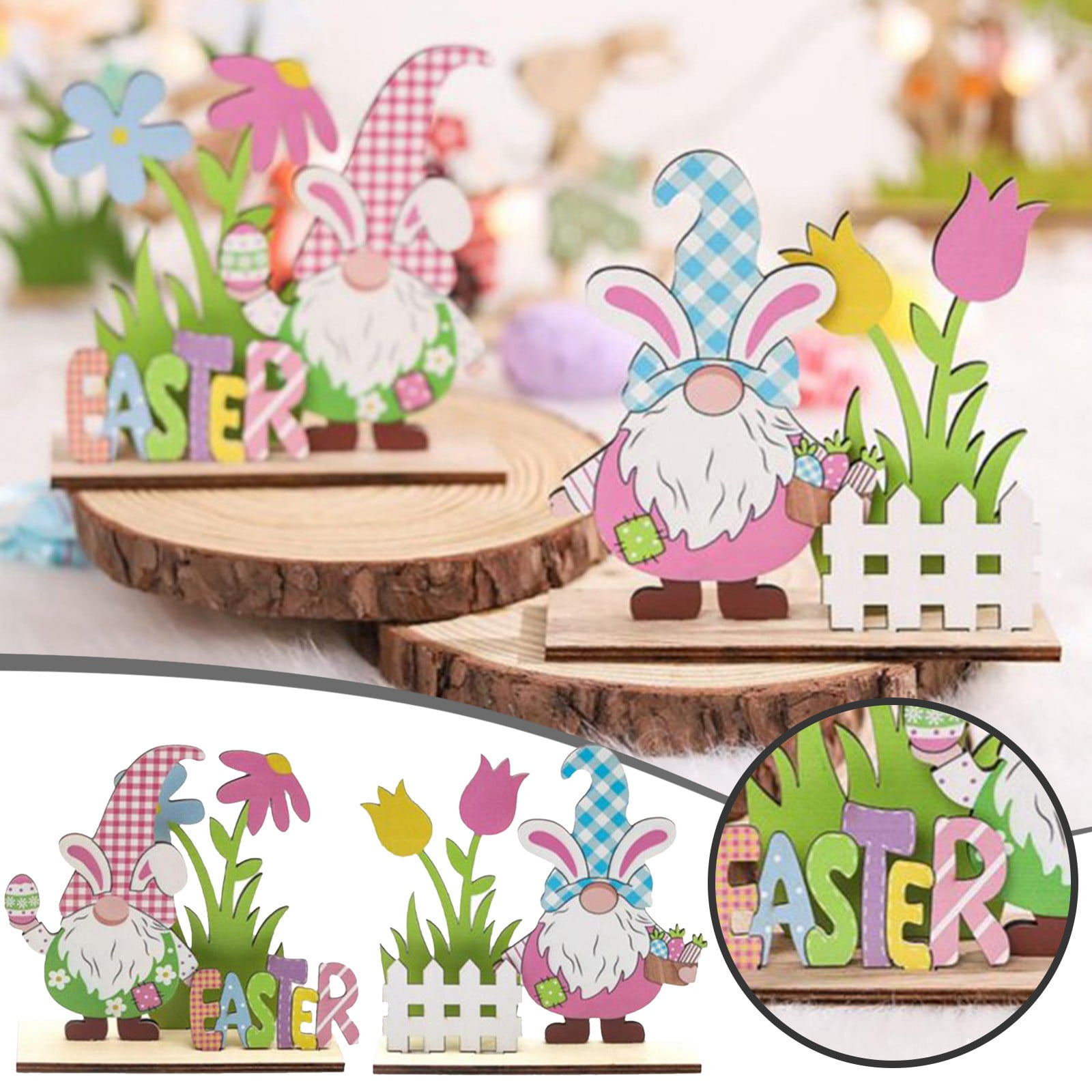 Elysia Wooden Easter Bunny Table Decorations 2 Pack Decorative Bunnies ... Elysia Wooden Easter Bunny Table Decorations 2 Pack Decorative Bunnies ...