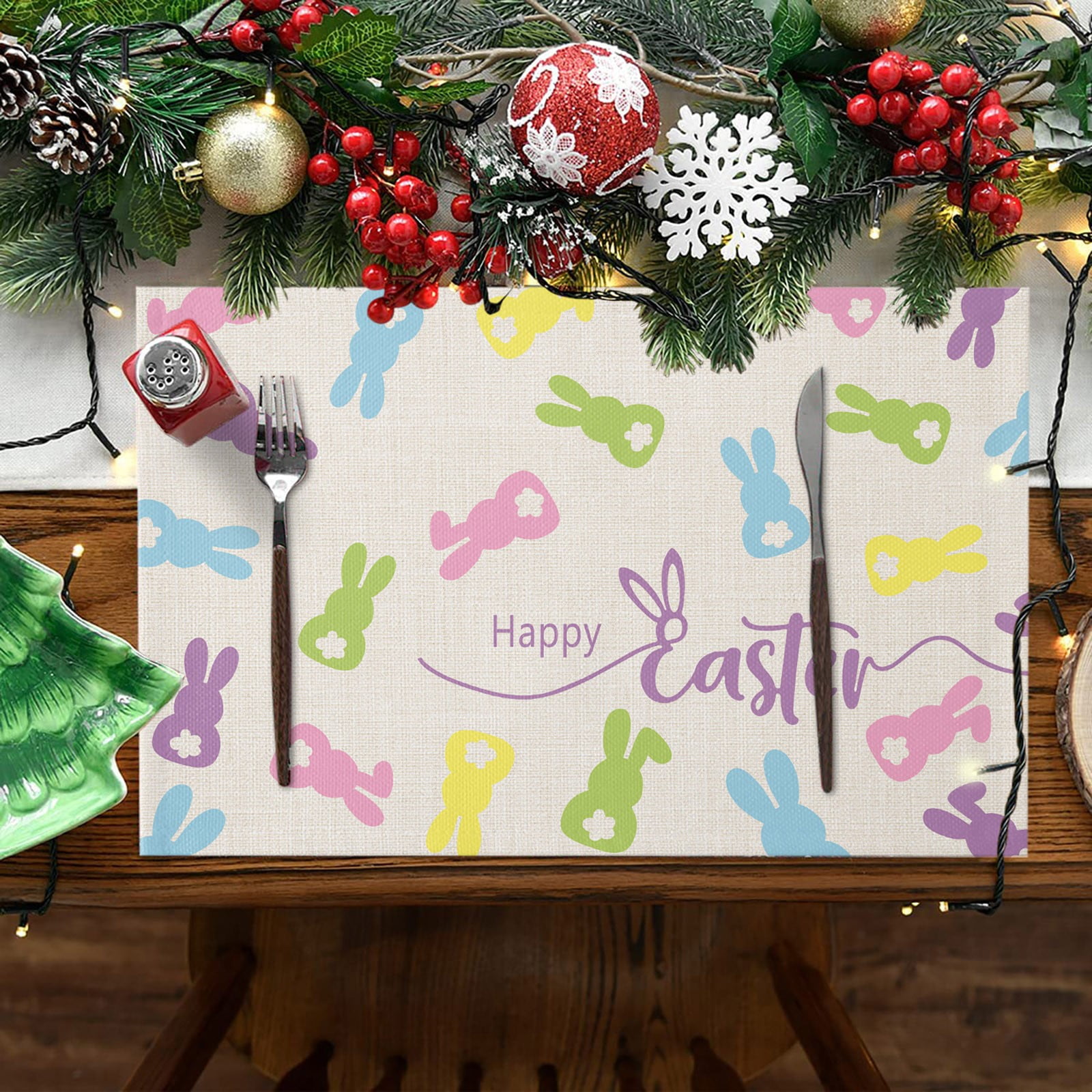 Elysian Easter Bunny Egg Pattern Linen Print Kitchen Dining Room ...
