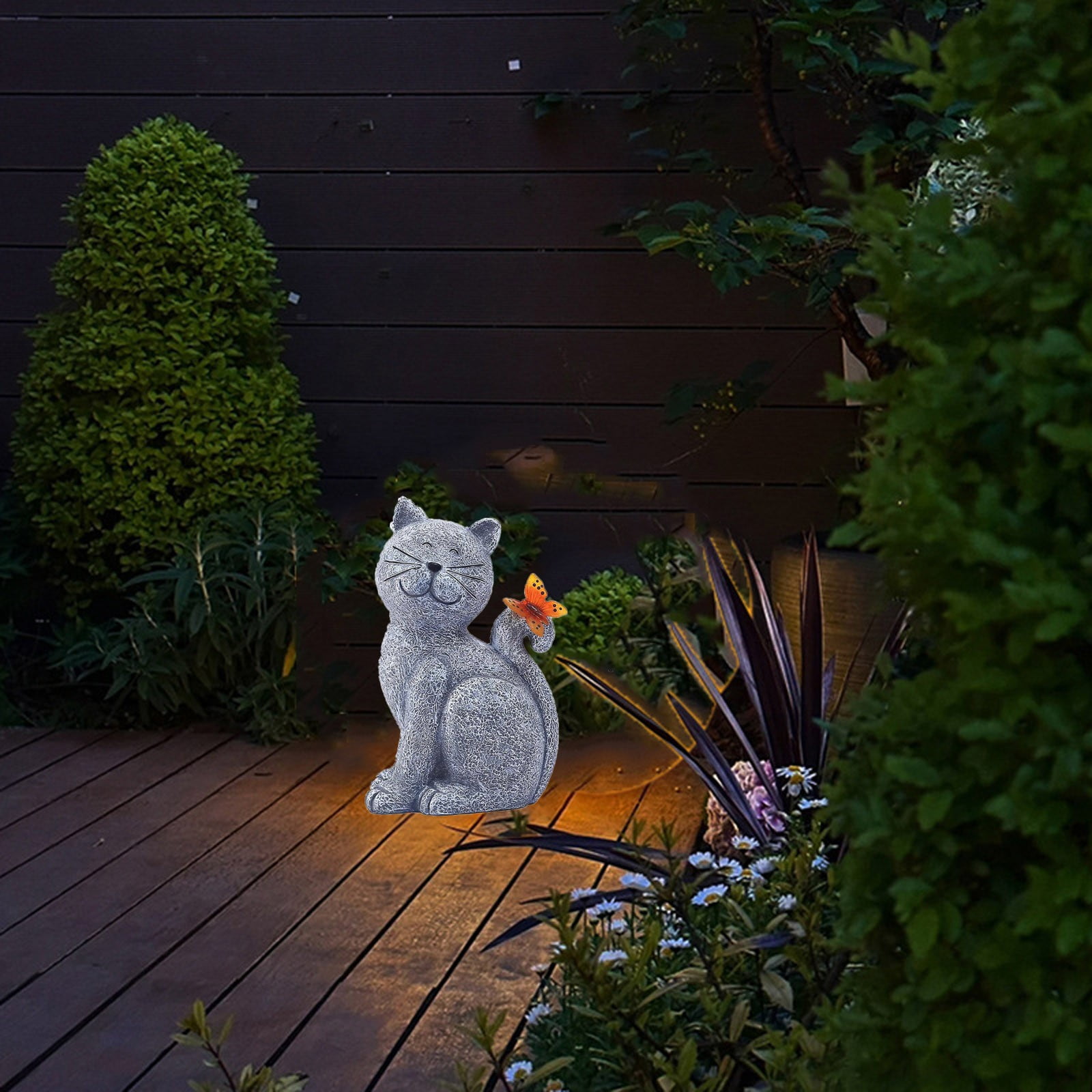 Elysian Solar Cat Outdoor Statues For Garden: Outside With For Yard Art ...