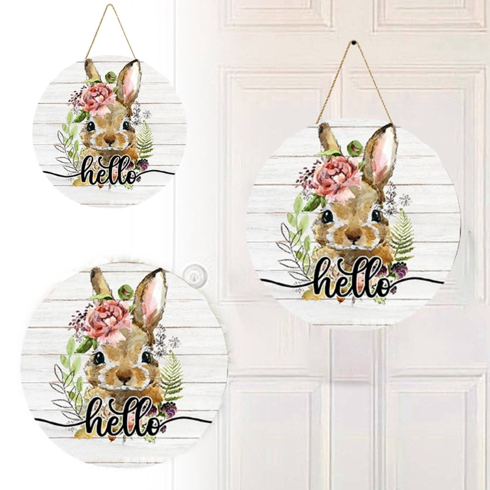 Elysian Wooden Easter Bunny Welcome Sign A Cute Spring Decoration For ...