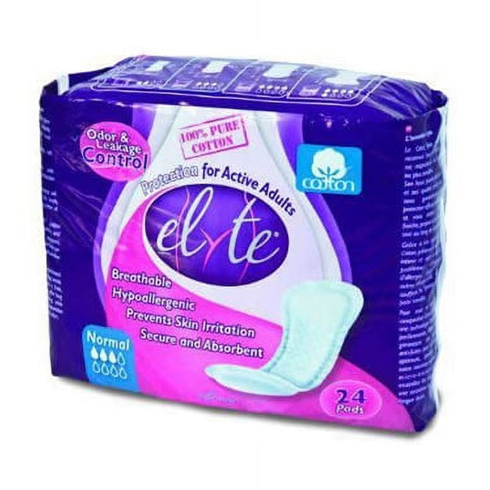 Elyte 100% Pure Cotton Bladder Control Pads-Super Absorbent and Sensitive Skin Safe, Normal ...