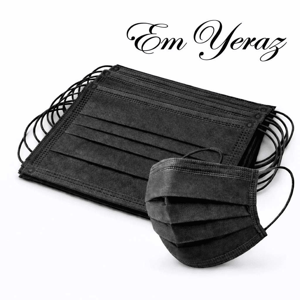 Em Yeraz 100 PCS 3 Ply Disposable Black Face Masks, Protective Filter ...