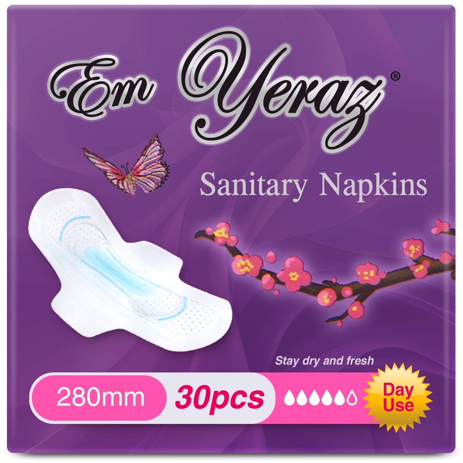 Em Yeraz Ultra Thin Night Pads for Women, Unscented, Super Absorbent ...