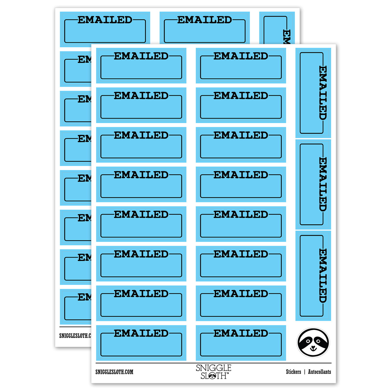 Emailed Blank Box for Date Signature Sticker Set - Light Blue - Gloss ...