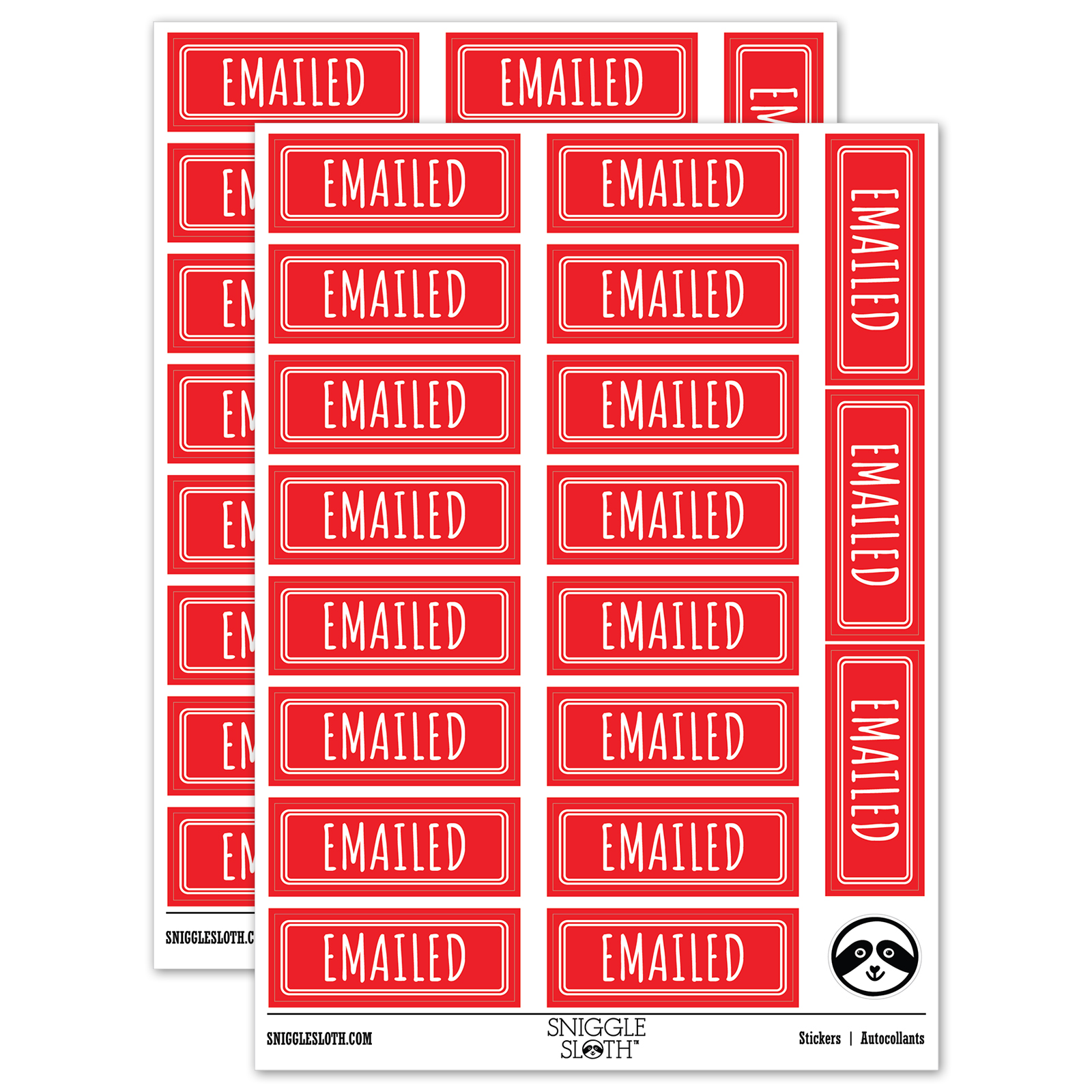 Emailed Office Filing Sticker Set - Red - Matte Finish - 2.00" Large ...