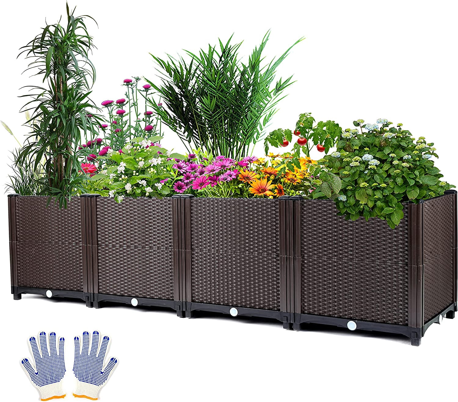 Emalie Deep Raised Garden Bed Plastic Planter Boxes for Growing ...