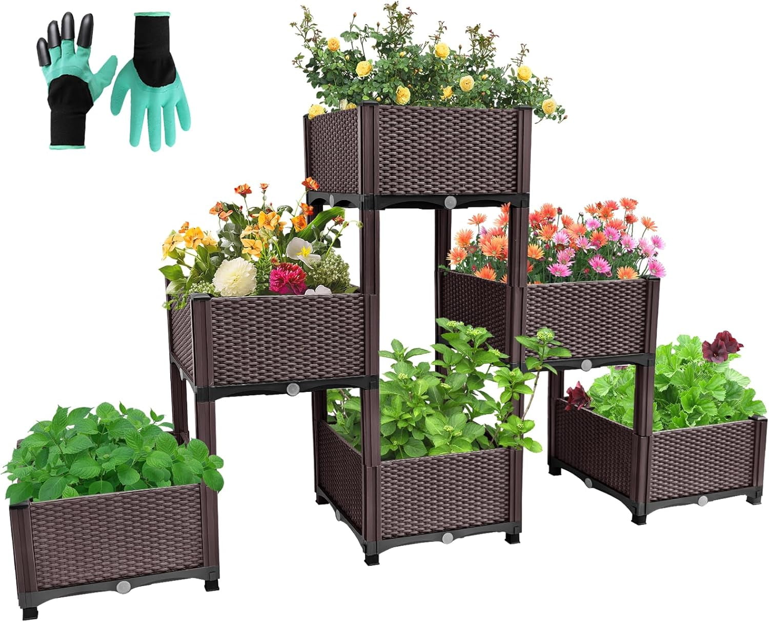 Emalie Raised Garden Beds Elevated Plastic Planter Box with Drainage ...