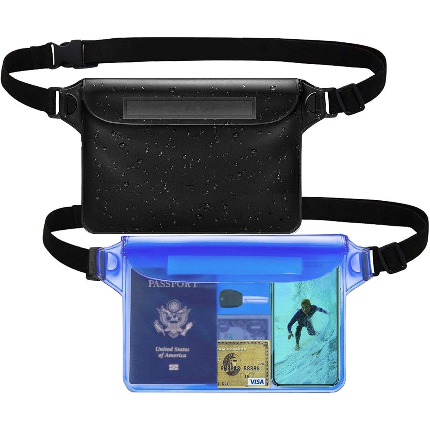 Emapoy 2 Pack Waterproof Pouch with Waist Strap, Waterproof Fanny Pack ...