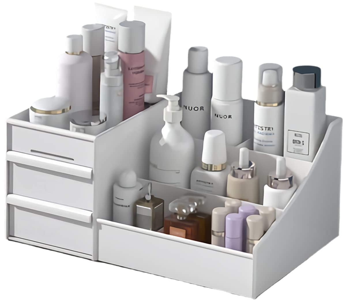 Emapoy Makeup Organizer with Drawers White Vanity Countertop Storage ...