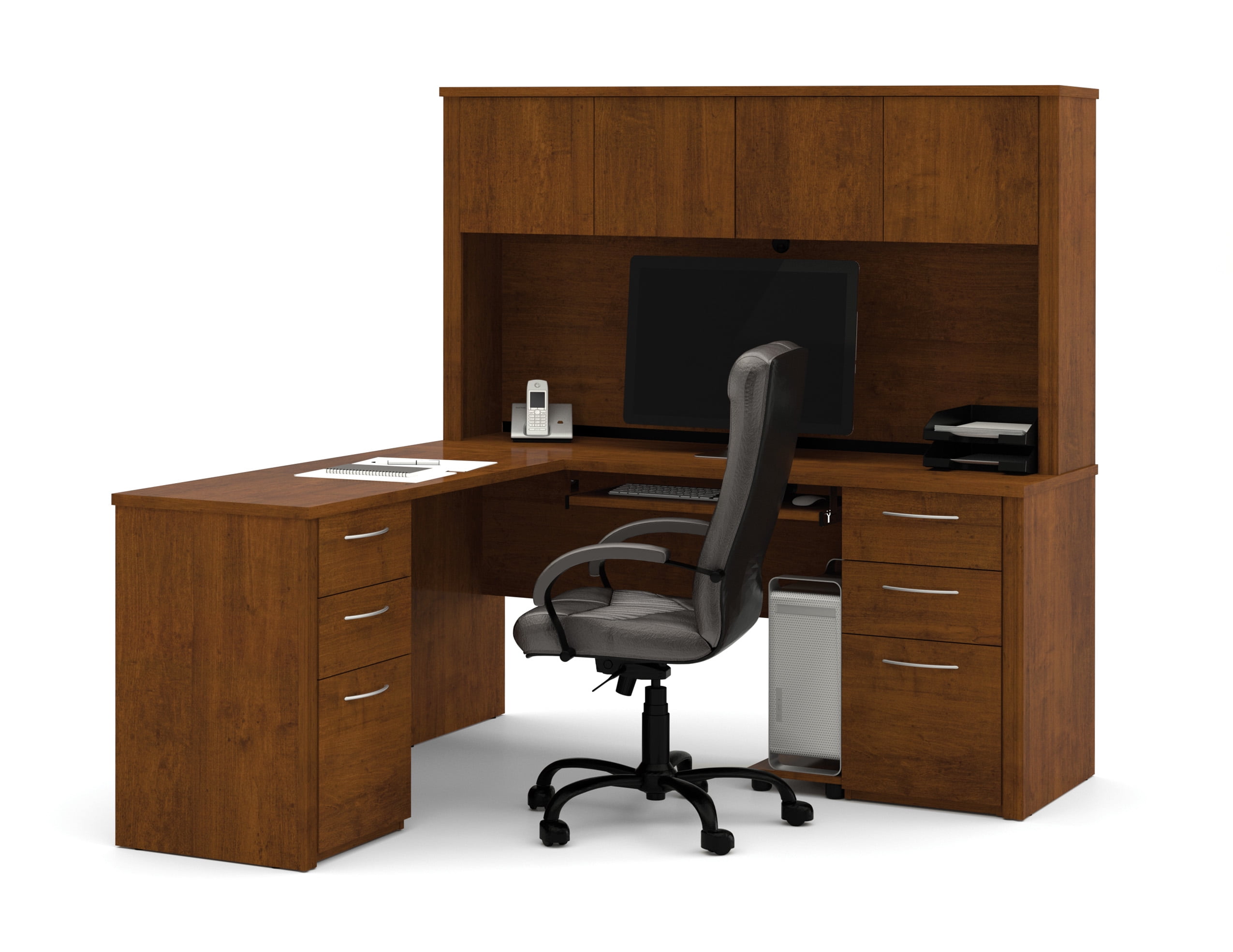 Embassy 66" L-shaped desk in Tuscany Brown - Walmart.com