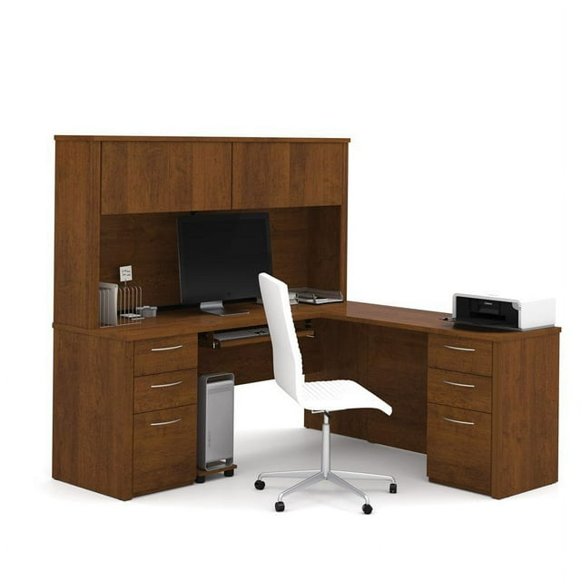 Embassy 71" L-shaped desk in Tuscany Brown - Walmart.com