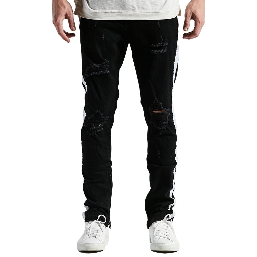 Embellish Bolt Standard Ripped Denim Jeans Black White - Walmart.com