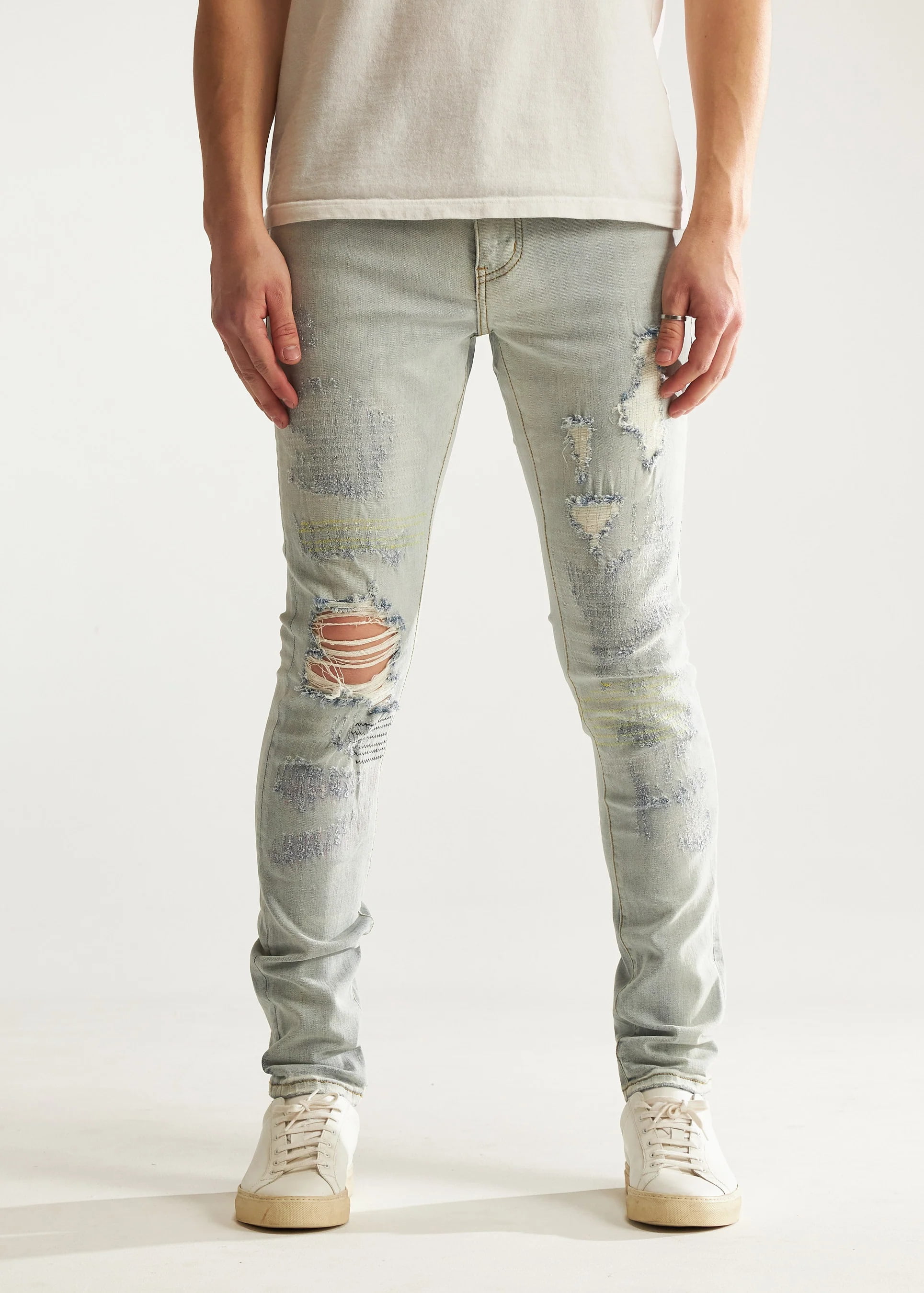 Embellish NYC Men's Rip & Repair Distressed Skinny Fit Stretch Denim ...