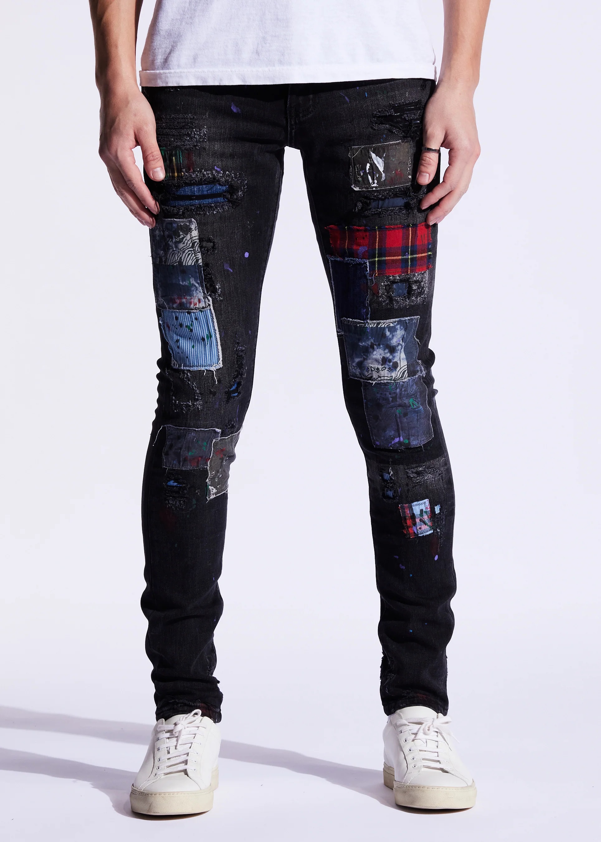 Embellish NYC Men's Rip & Repair Patchwork Distressed Skinny Fit Denim ...