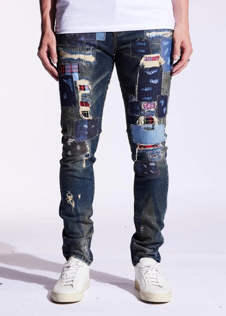 Embellish NYC Men's West Patchwork Distressed Skinny Fit Embellish NYC Men's West Patchwork Distressed Skinny Fit