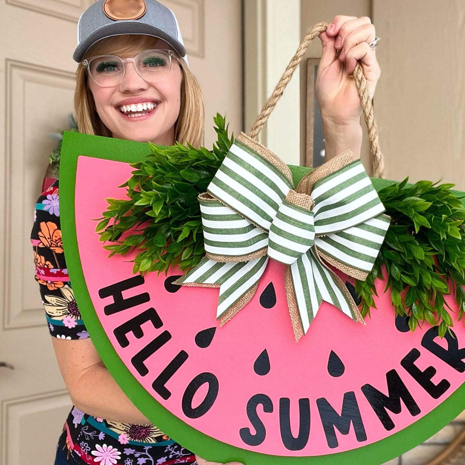 Embellished Front Porch, Wooden Pink In Wreaths For Front Door, Welcome ...