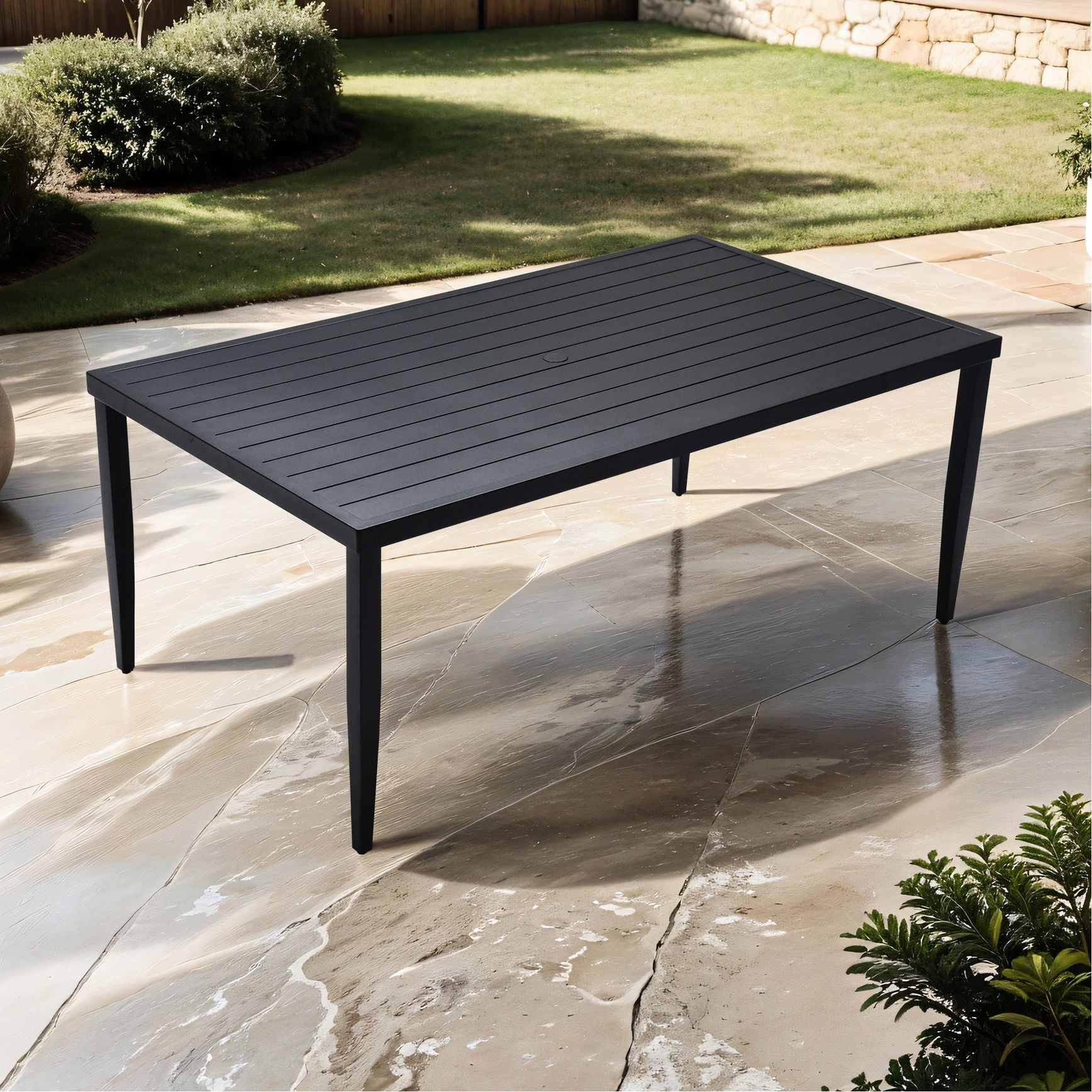Ember Black Table - Rustproof & Mobile - Outdoor Patio Dining - Tapered ...