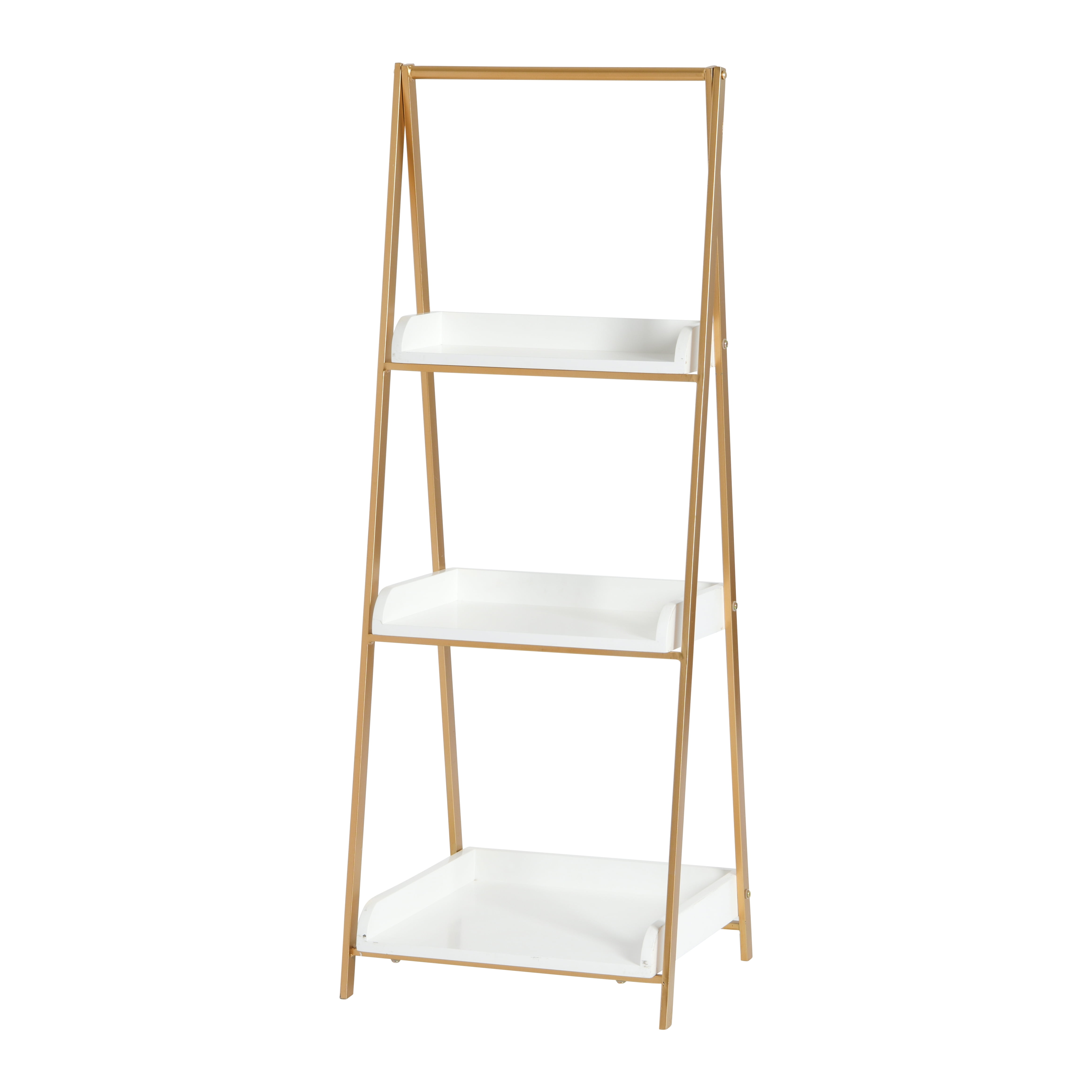 Ember Interiors 3 Tier A Frame Shelf - White & Gold Finish - Walmart.com