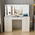 Ember Interiors Big Makeup Vanity with Large Mirror, Built-in Lights, 9 ...