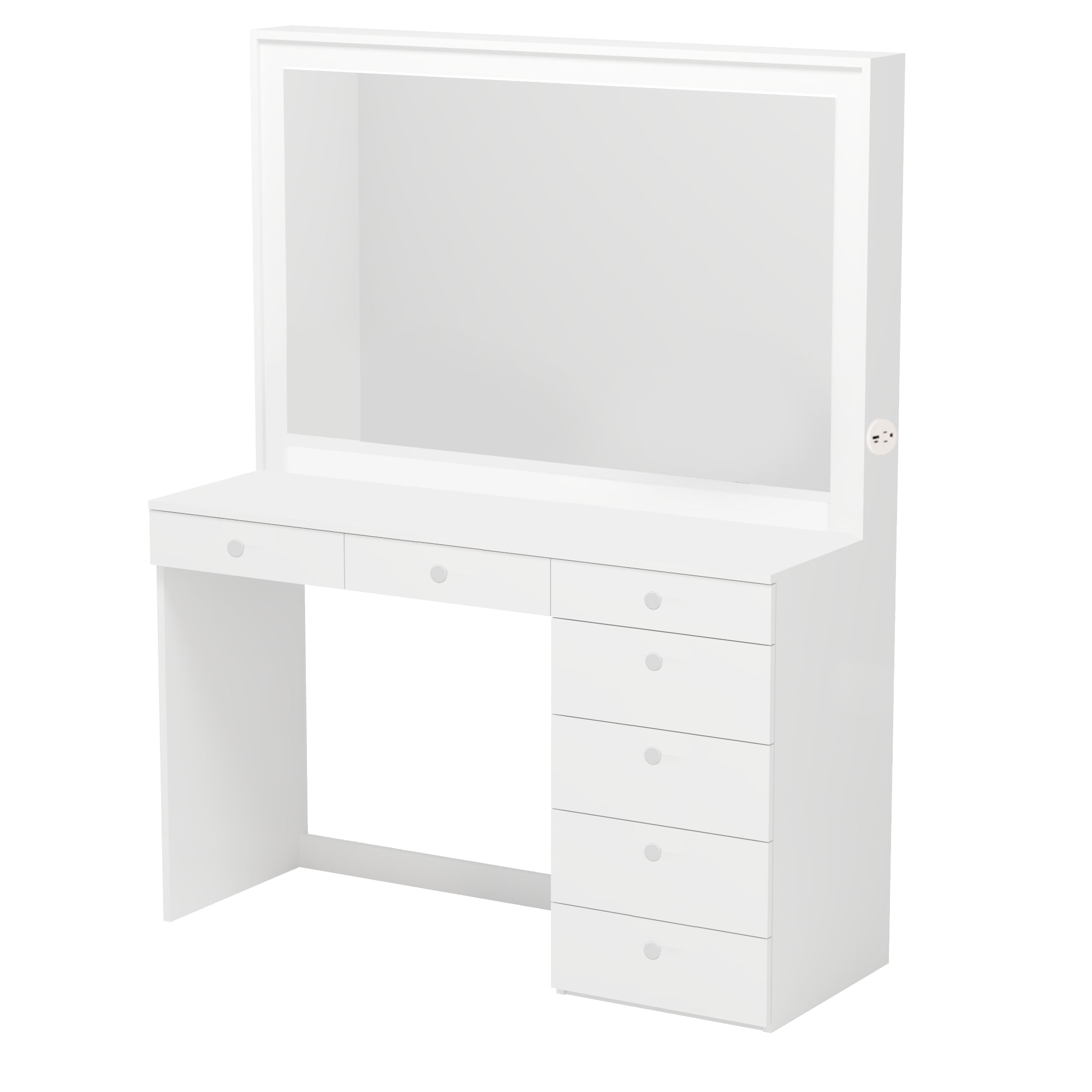 Ember Interiors Caris Modern White Painted Vanity Table, USB Port, for ...