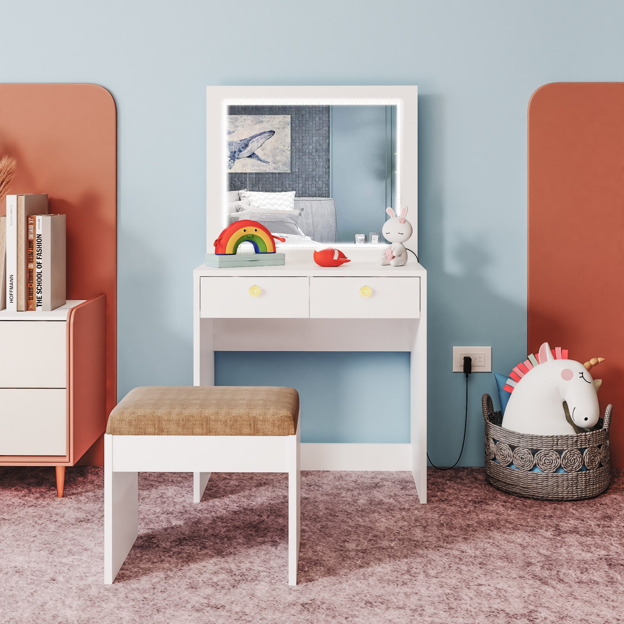 Free Shipping! Ember Interiors Girls Vanity Table Set with LED Lights ...