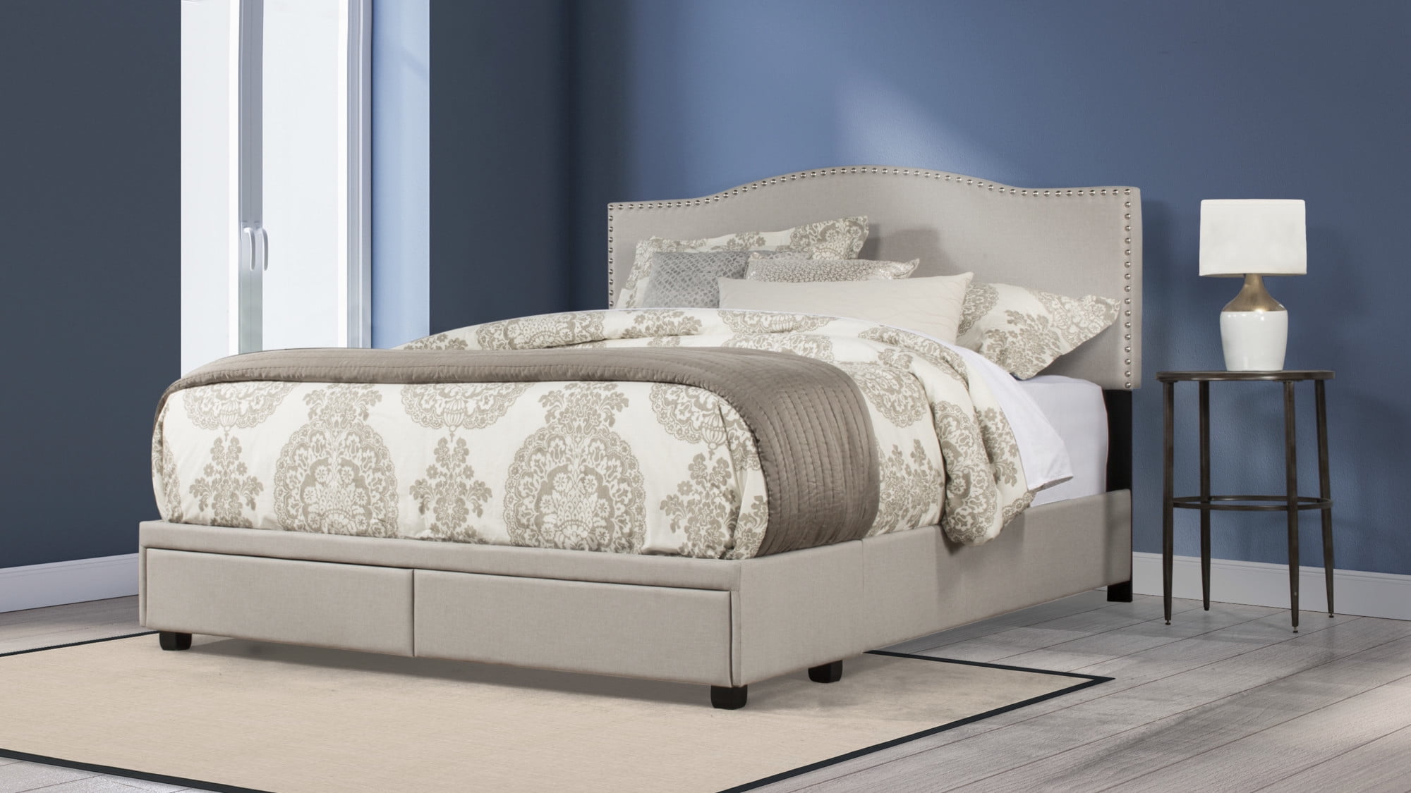 Ember Interiors Kiley Queen Upholstered Adjustable Storage Bed, Fog ...