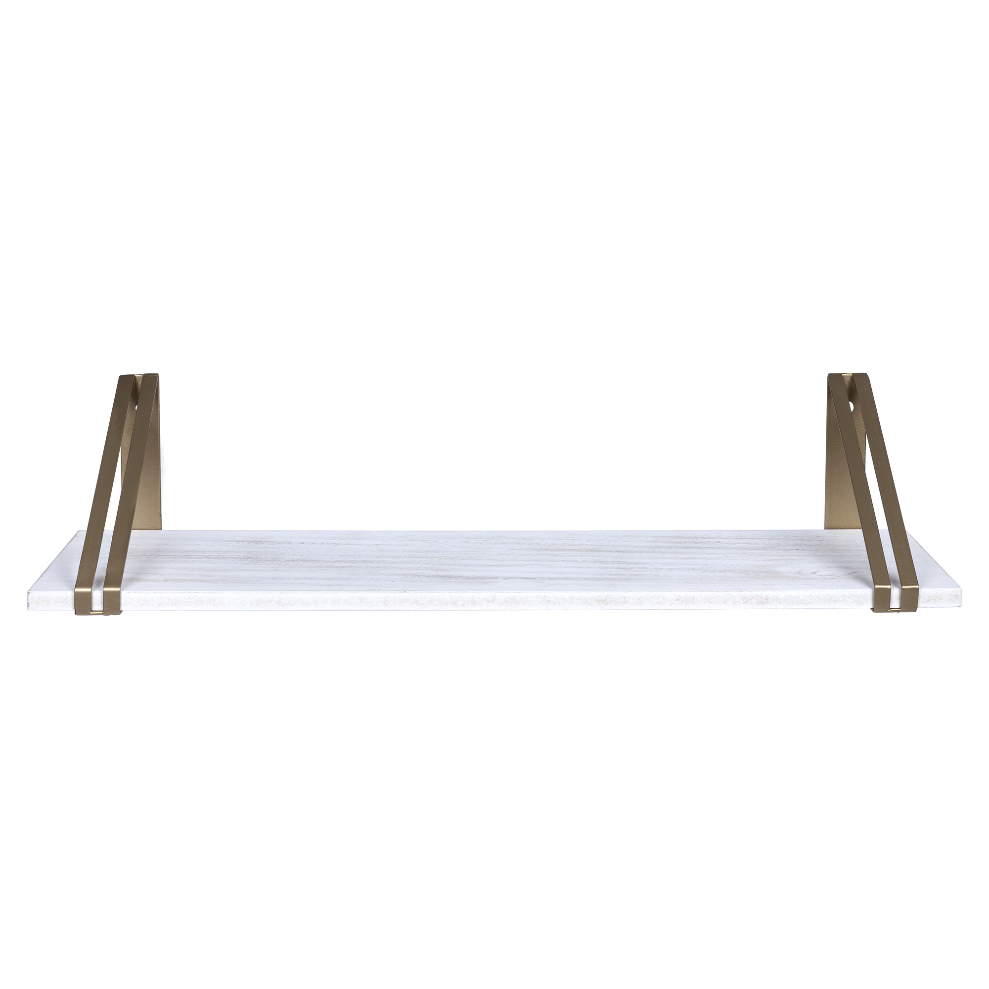 Ember Interiors Modern White Wash Wood and Gold Wall Metal Shelf ...