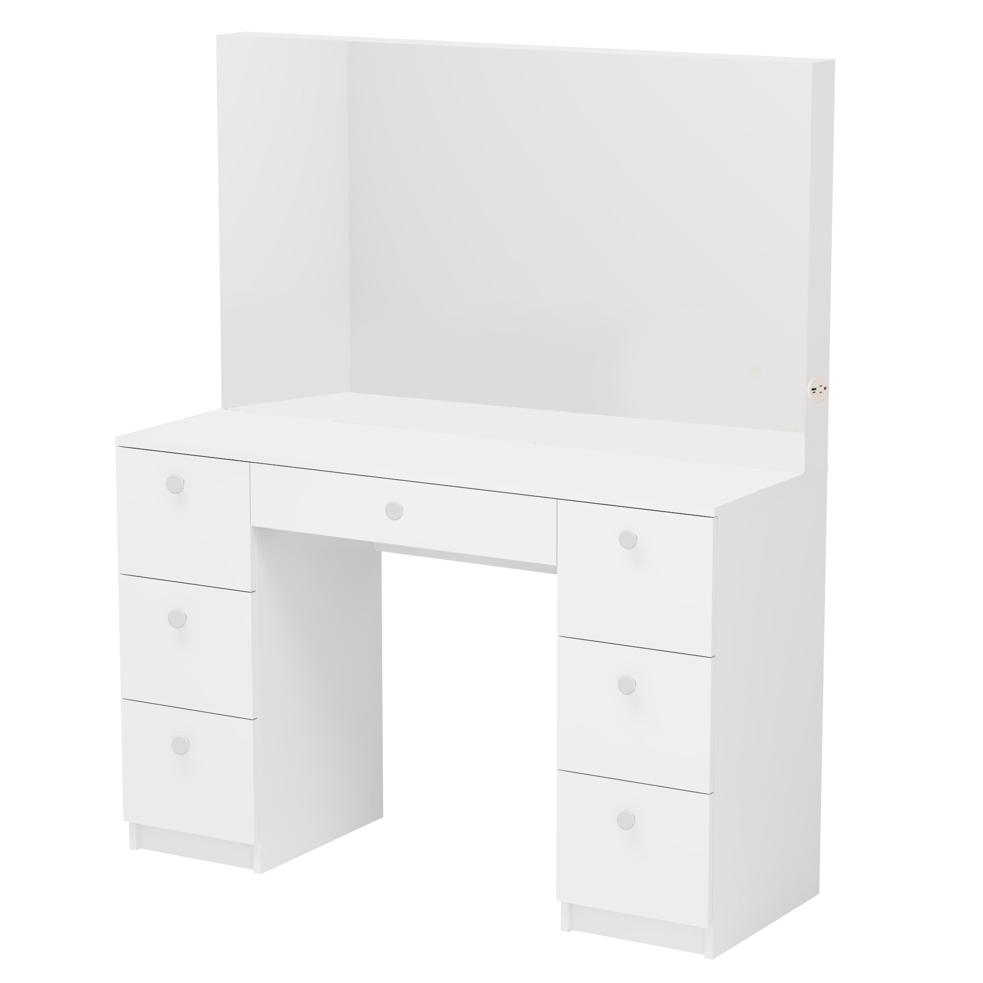 Ember Interiors Pam Modern White Painted Vanity Table, USB Port, for ...