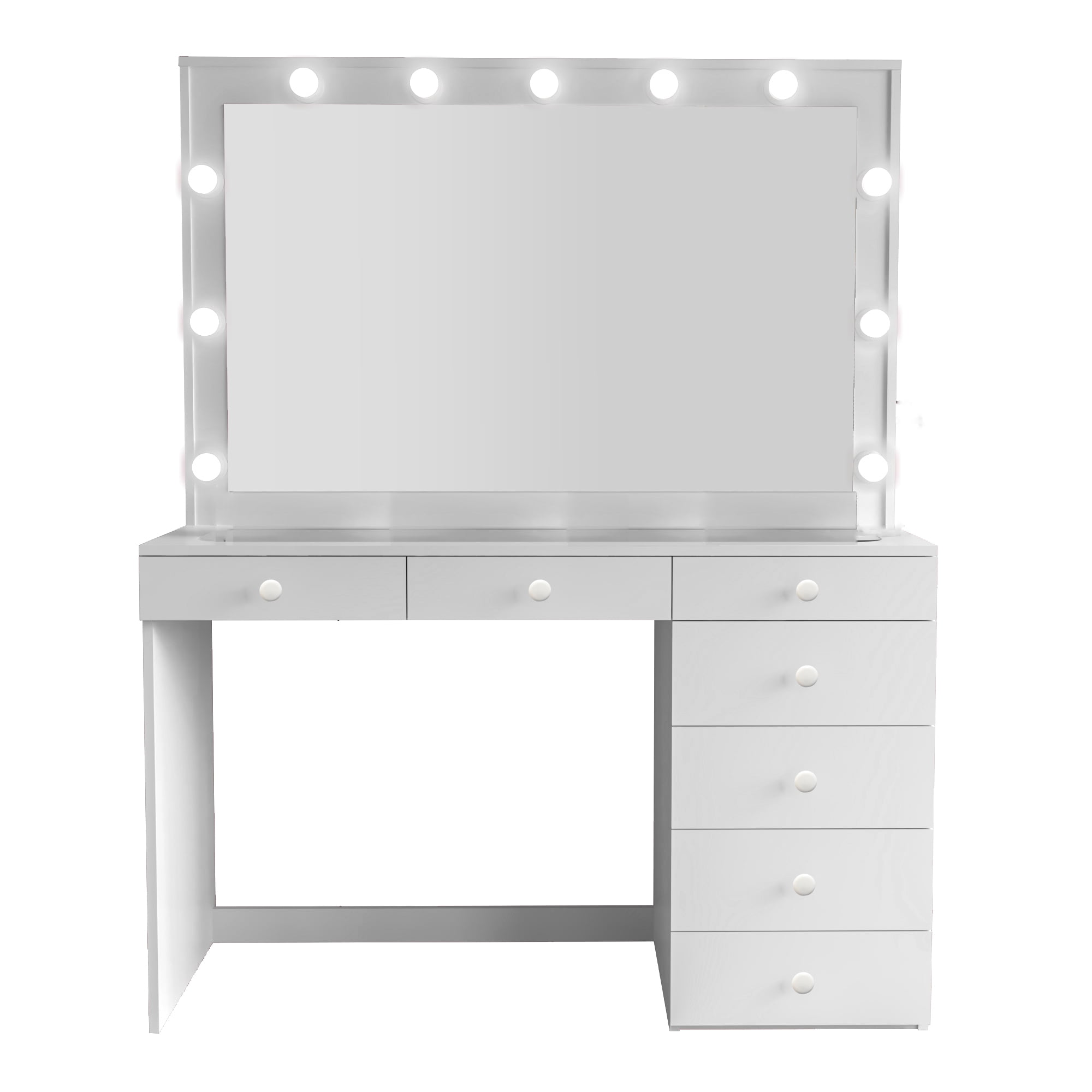 Ember Interiors Polly Modern White Painted Vanity Table, Lights, USB ...