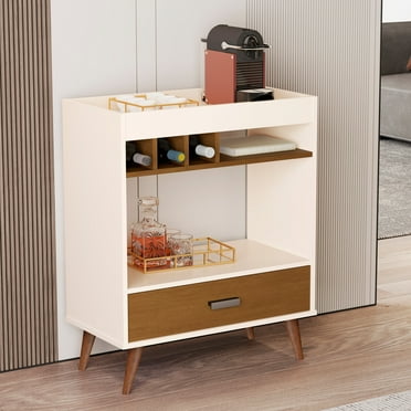 Free Shipping! Ember Interiors Modern White Bar Cabinet with 2 Open ...