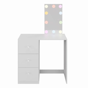 Ember Interiors Becca Modern White Painted Vanity Table, for Bedroom ...