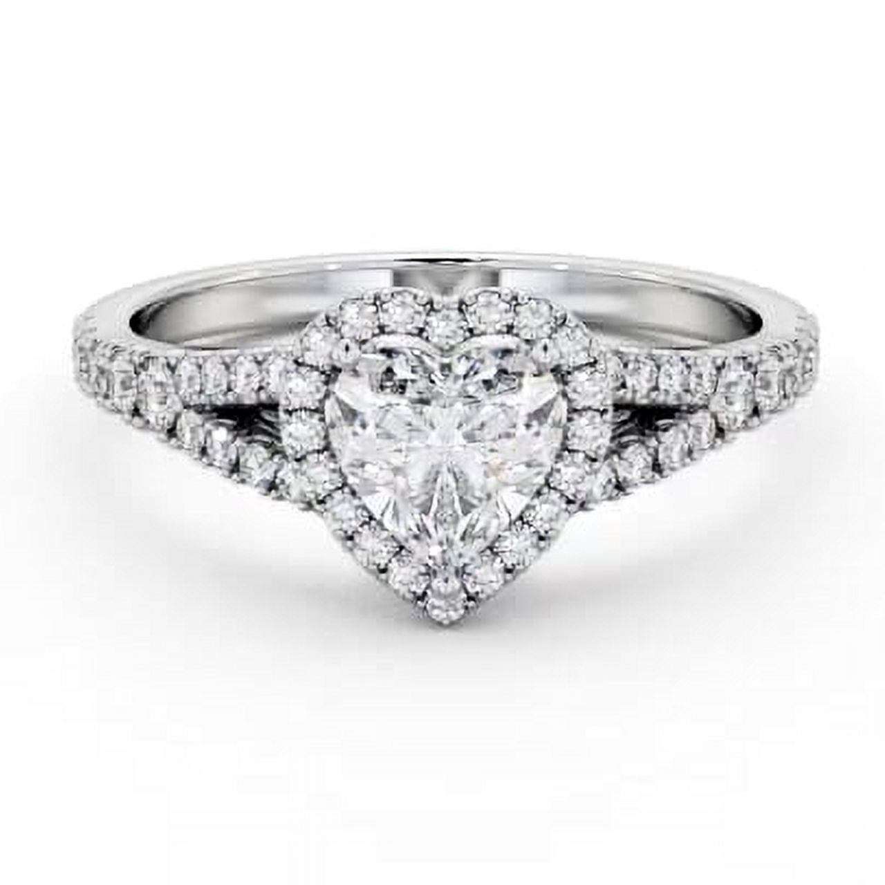 Ember Jewel 1.9 Ct Heart Cut Diamond Ring - Solitaire with Accent Halo ...