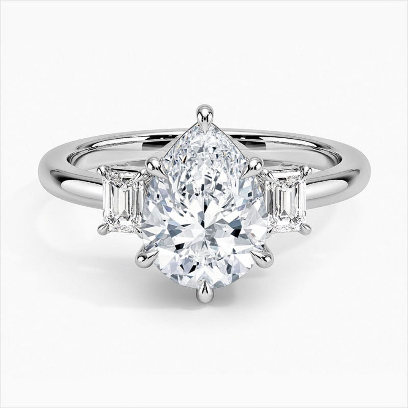Ember Jewel 14K White Gold Plated 2.52 Ct Pear Cut Diamond Ring - A ...