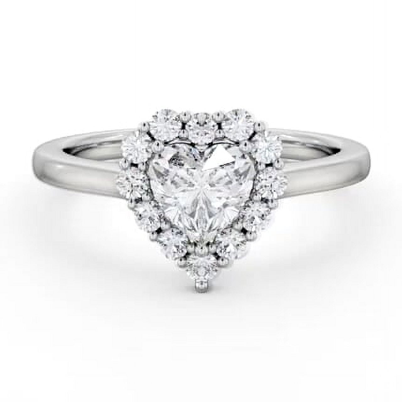 Ember Jewel 14K White Gold Plated Ring for Her - 1.3 Ct Heart Cut Solitaire with Accent Stones ...