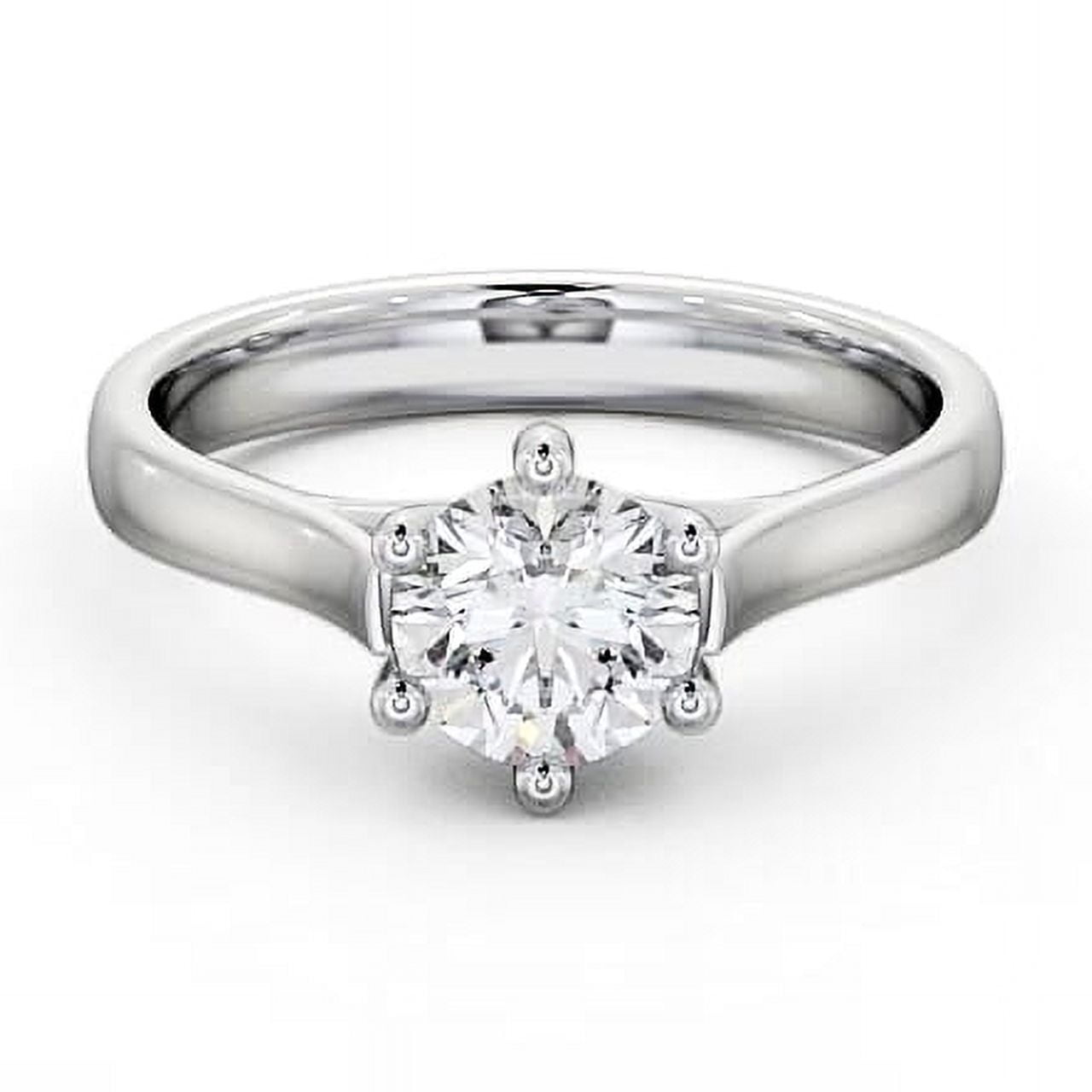 Ember Jewel 14K White Gold Plated Ring - 1.3 Ct Lab Created Round Cut Diamond Engagement Ring ...