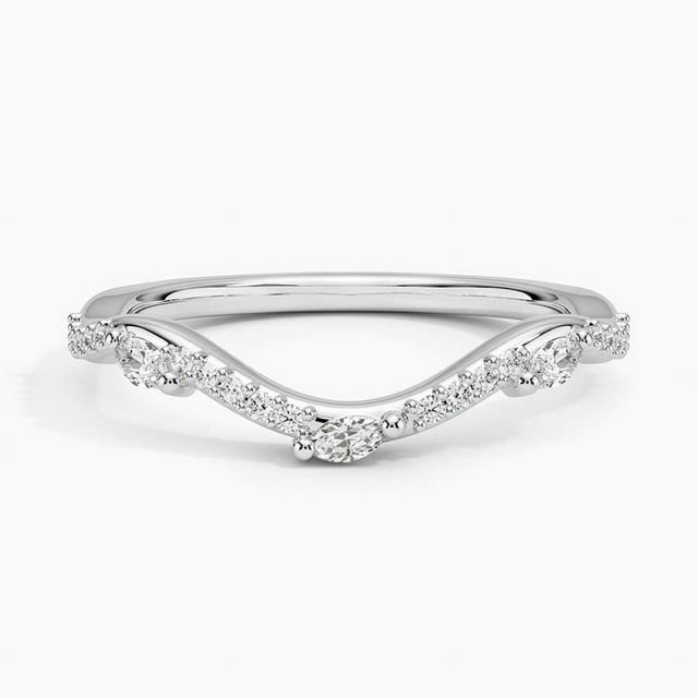 Ember Jewel 14k White Gold Plated 1.89 Ct Marquise & Round Cut Diamond Ring for Women - Half ...