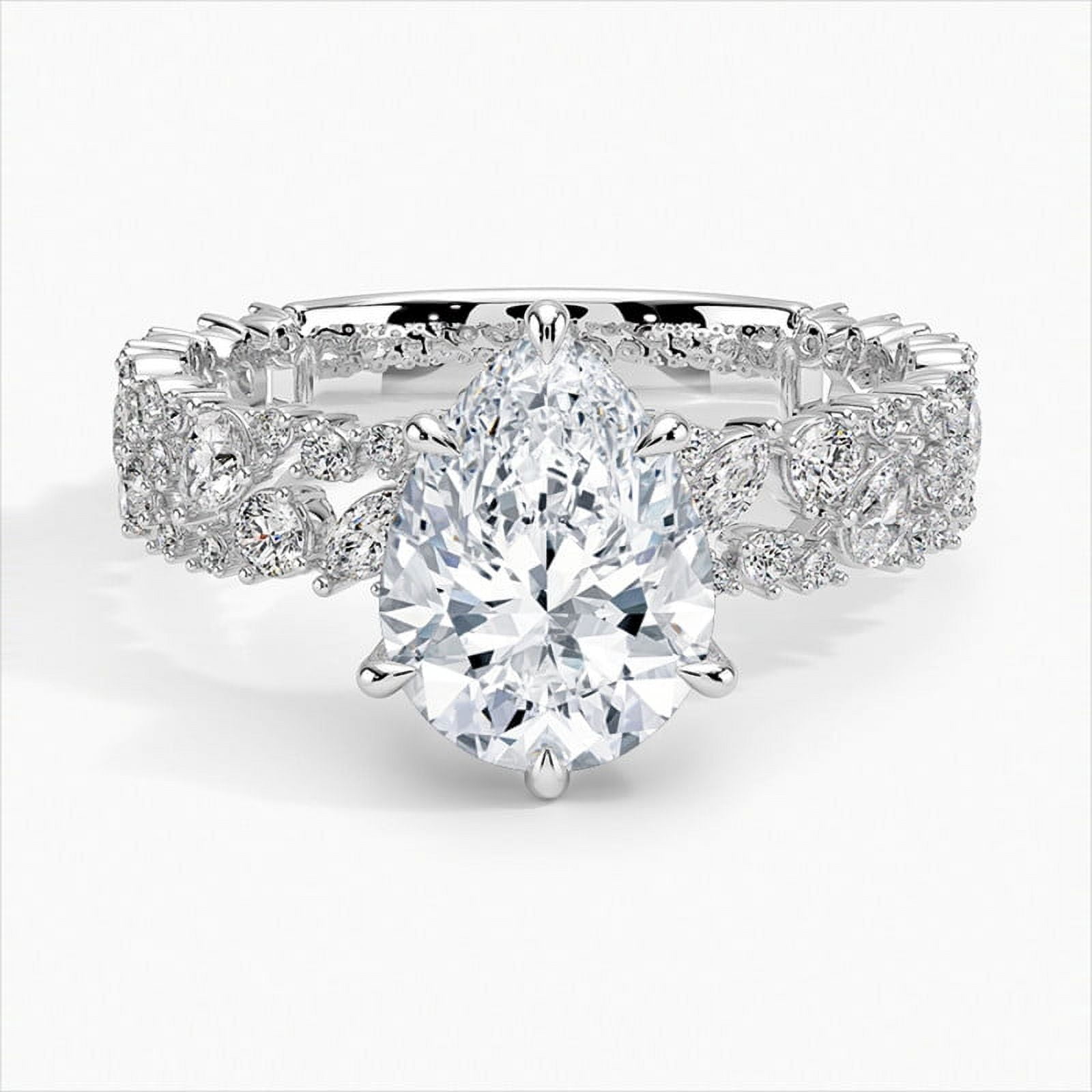 Ember Jewel 14k White Gold Plated 1.97 Ct Pear Cut Diamond Ring - Elegant Unique Engagement ...