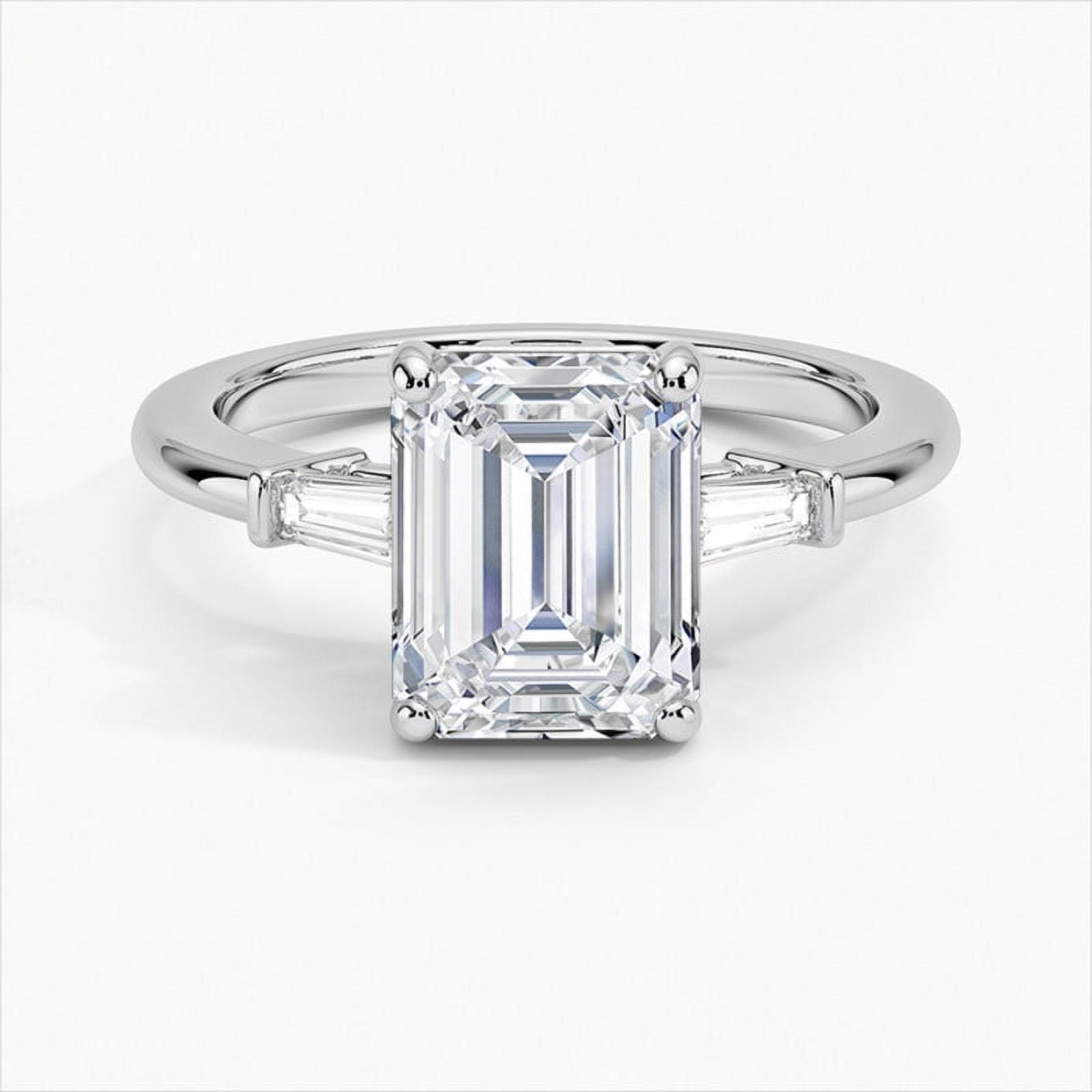 Ember Jewel 2.11 Ct Emerald Cut Diamond Wedding Ring - 14K White Gold ...