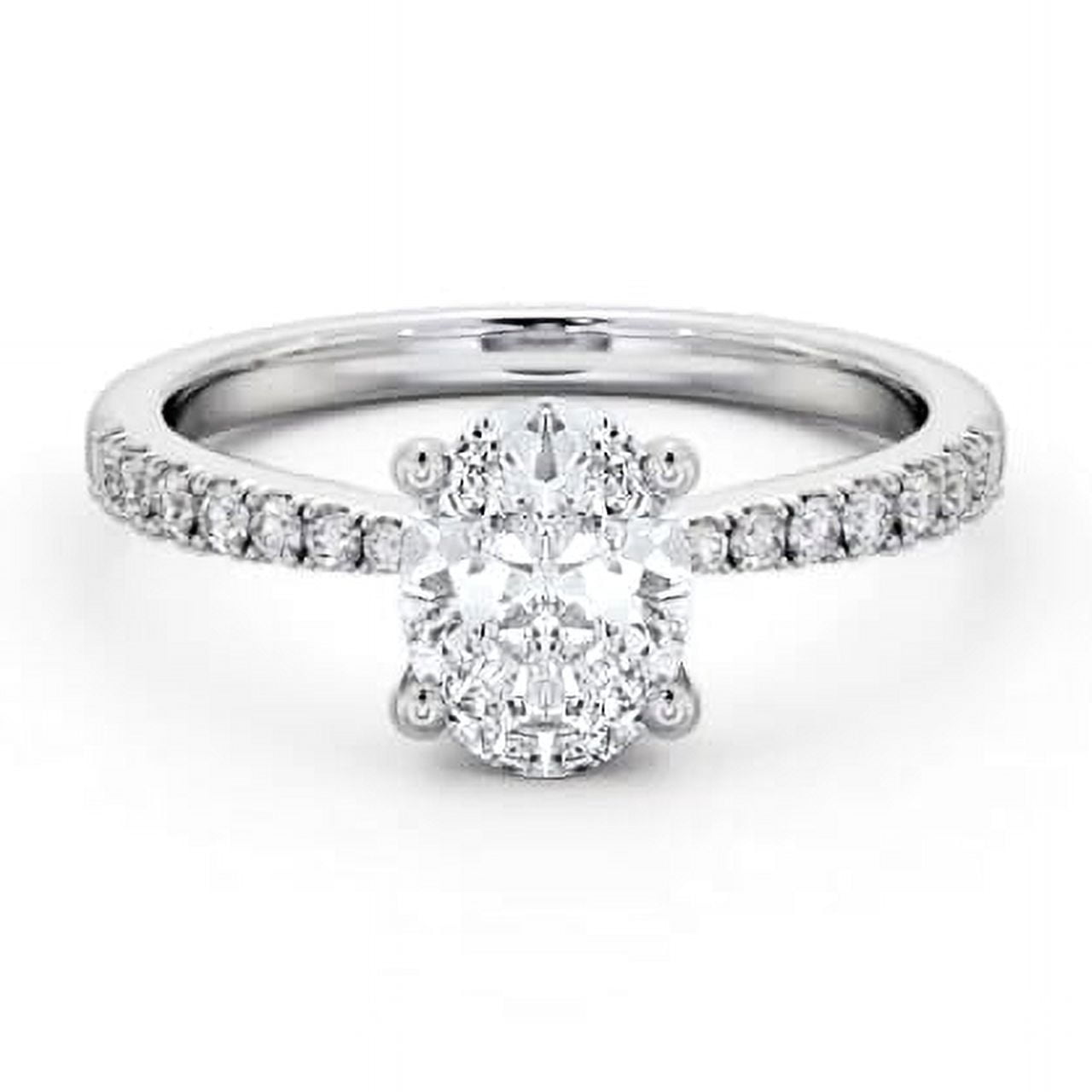 Ember Jewel 2 Ct Oval Cut Solitaire with Accent Diamond Ring - 14K ...