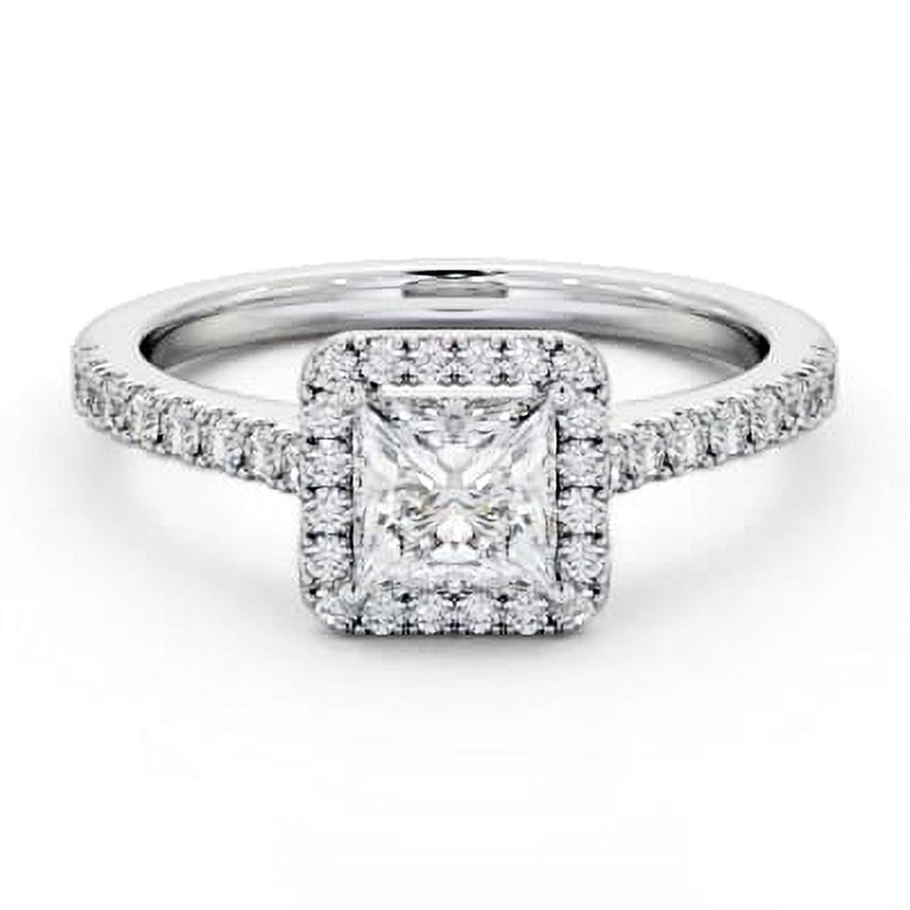 Ember Jewel 2 Ct Princess Cut Solitaire with Accent Diamond Ring - 14K ...