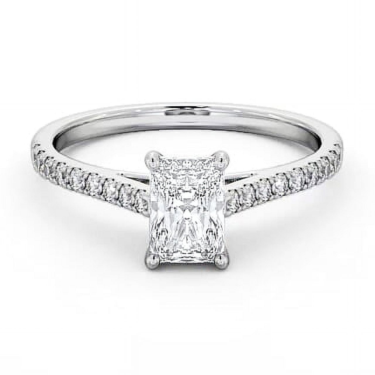 Ember Jewel 2 Ct Radiant Cut Solitaire with Accent Diamond Ring - Lab ...