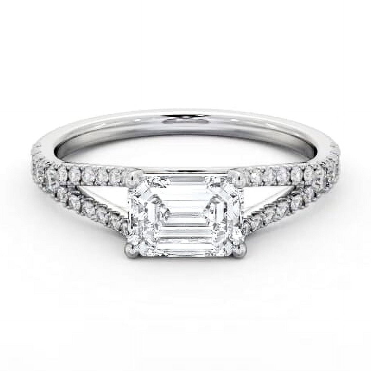 Ember Jewel East West Wedding Diamond Ring for Women - 2 Ct Emerald Cut ...