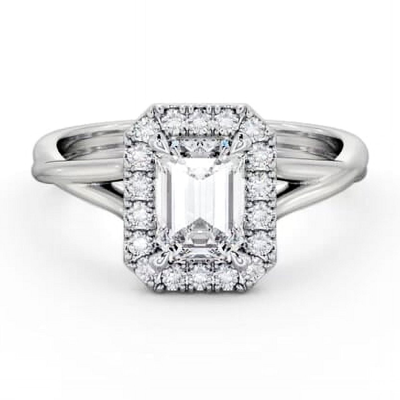 Ember Jewel Excellent Emerald Cut Solitaire with Accent Diamond Ring ...