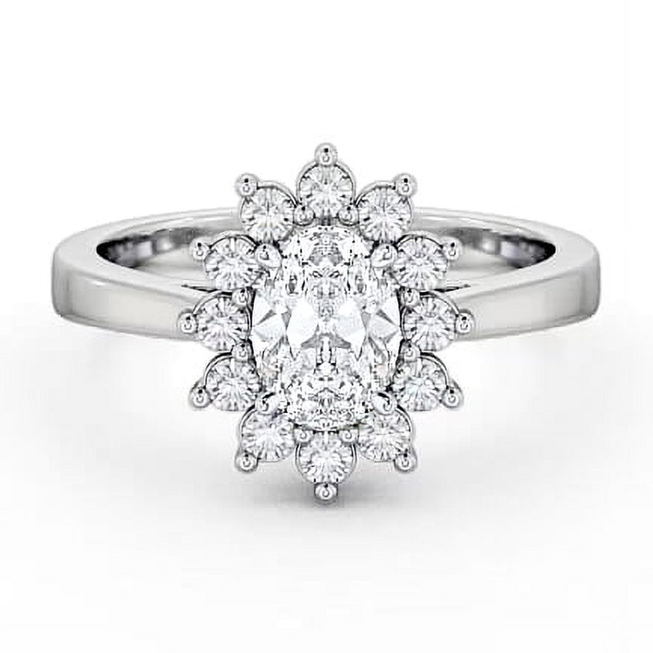 Ember Jewel Oval Cut 1.8 Ct Solitaire with Accent Diamond Anniversary ...
