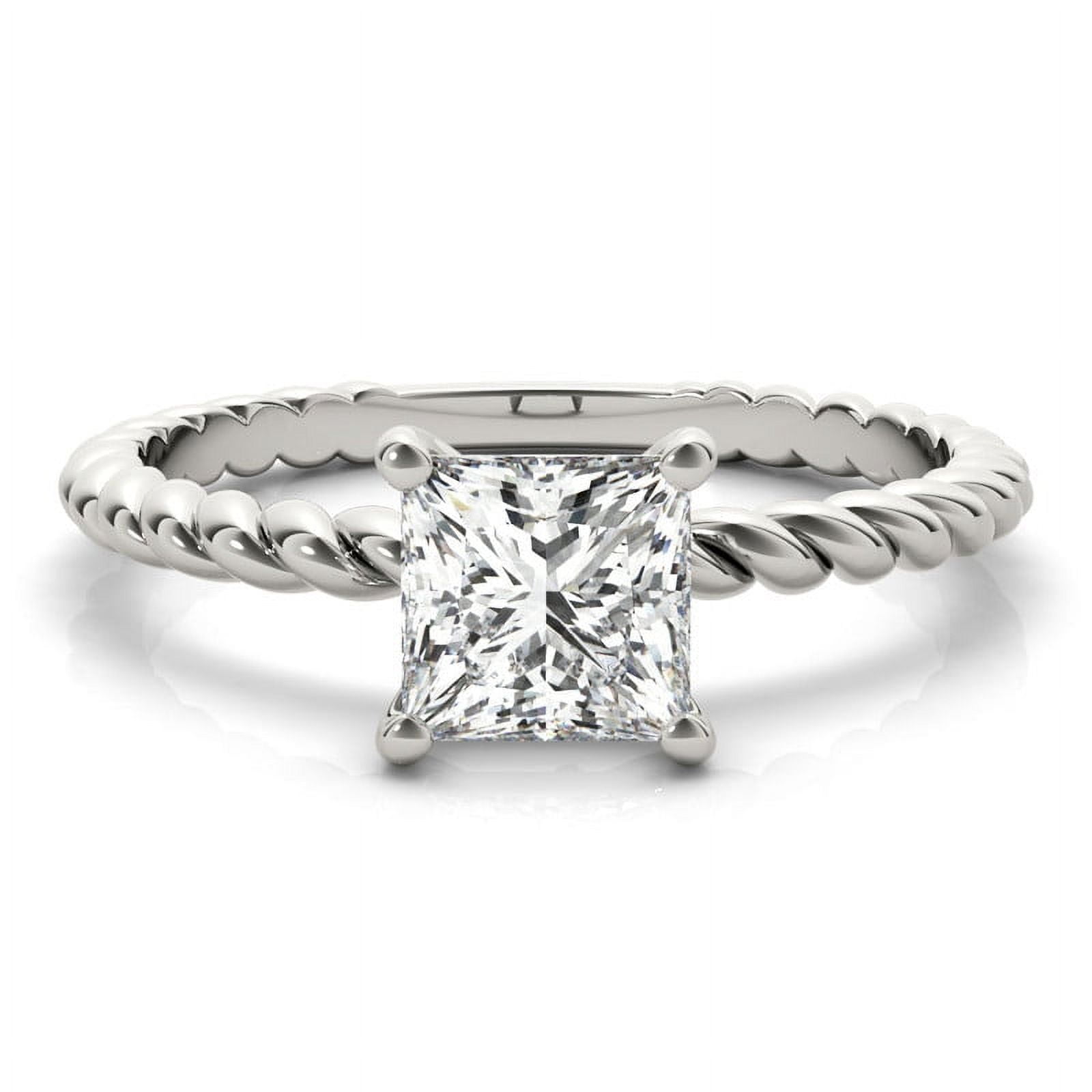 Ember Jewel Stamped 14K White Gold Plated Diamond Engagement Ring - 1. ...