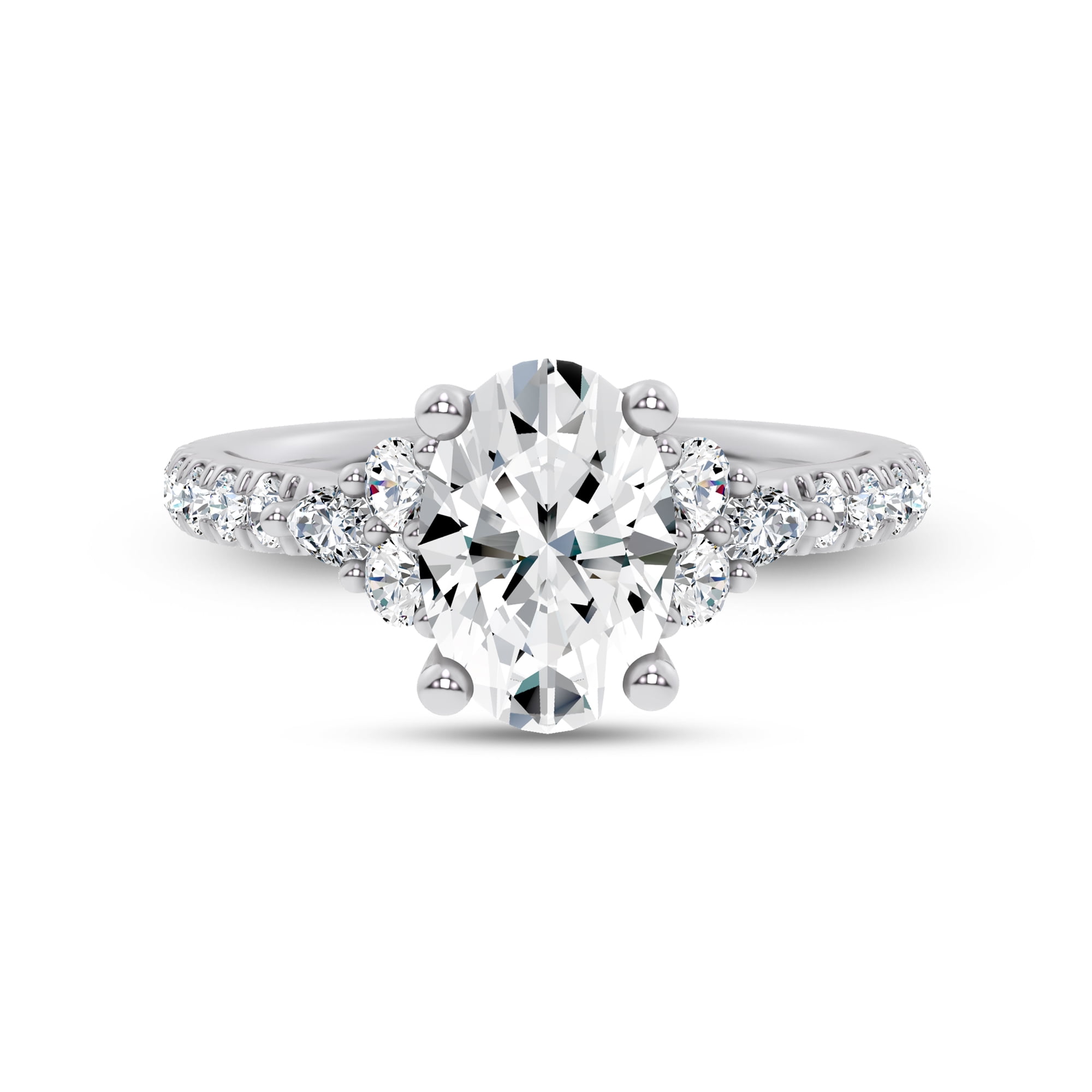 Ember Jewel Trellis Cluster Pave Engagement Wedding Ring - 14K White ...