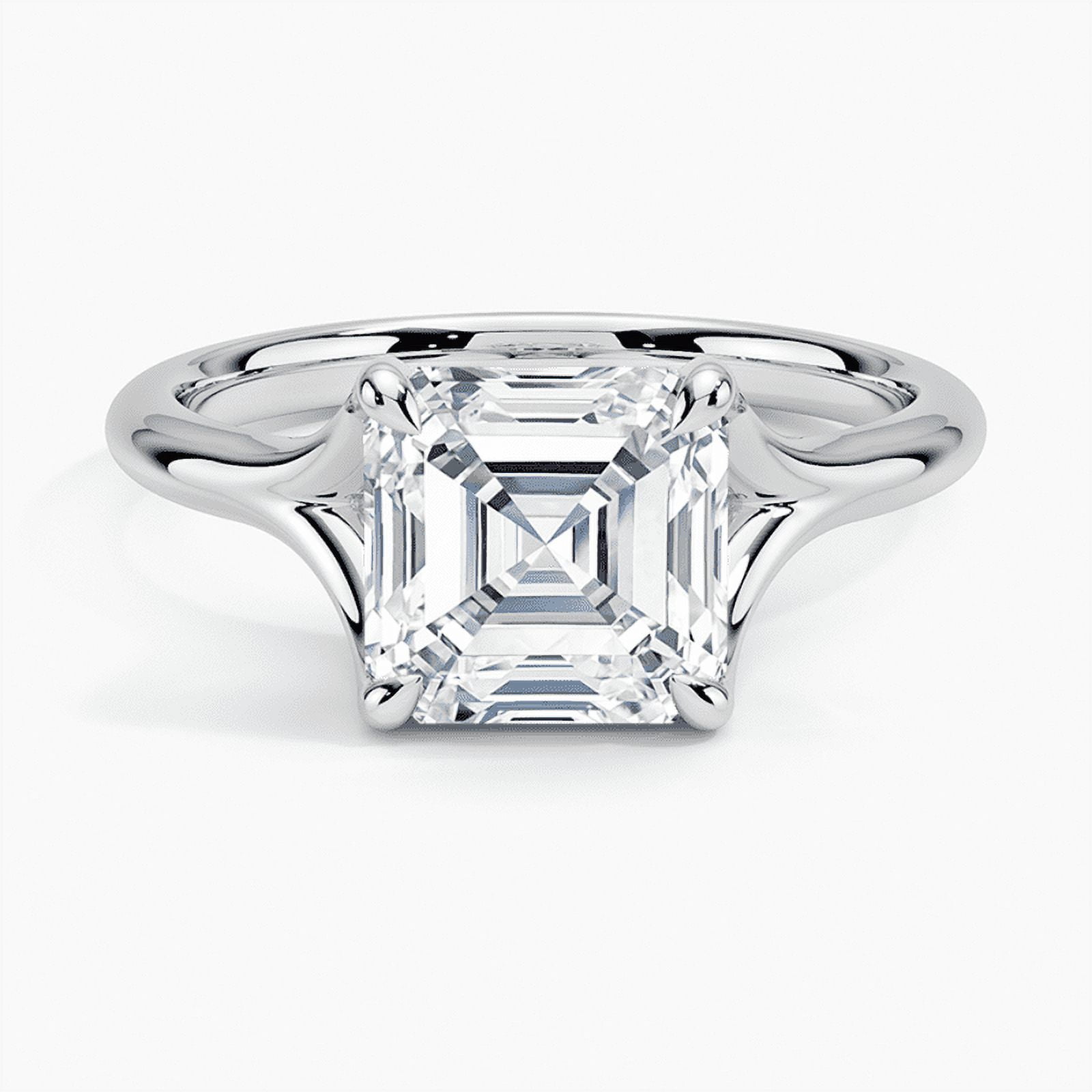 Ember Jewelry 1.81 Ct Asscher Cut White Moissanite Ring for Her - 14K White Gold Plated Ring ...