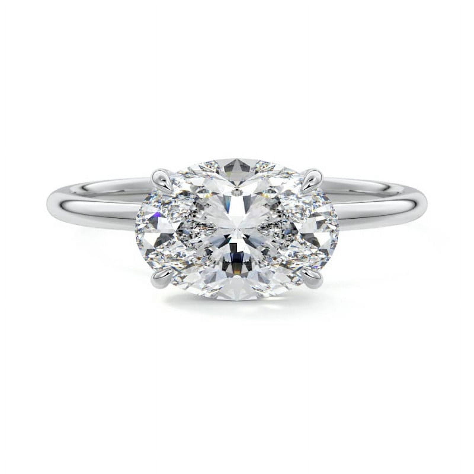 Ember Jewelry 1.86 Ct Oval Cut Moissanite Ring for Her - 14K White Gold Plated Rings - Stunning ...