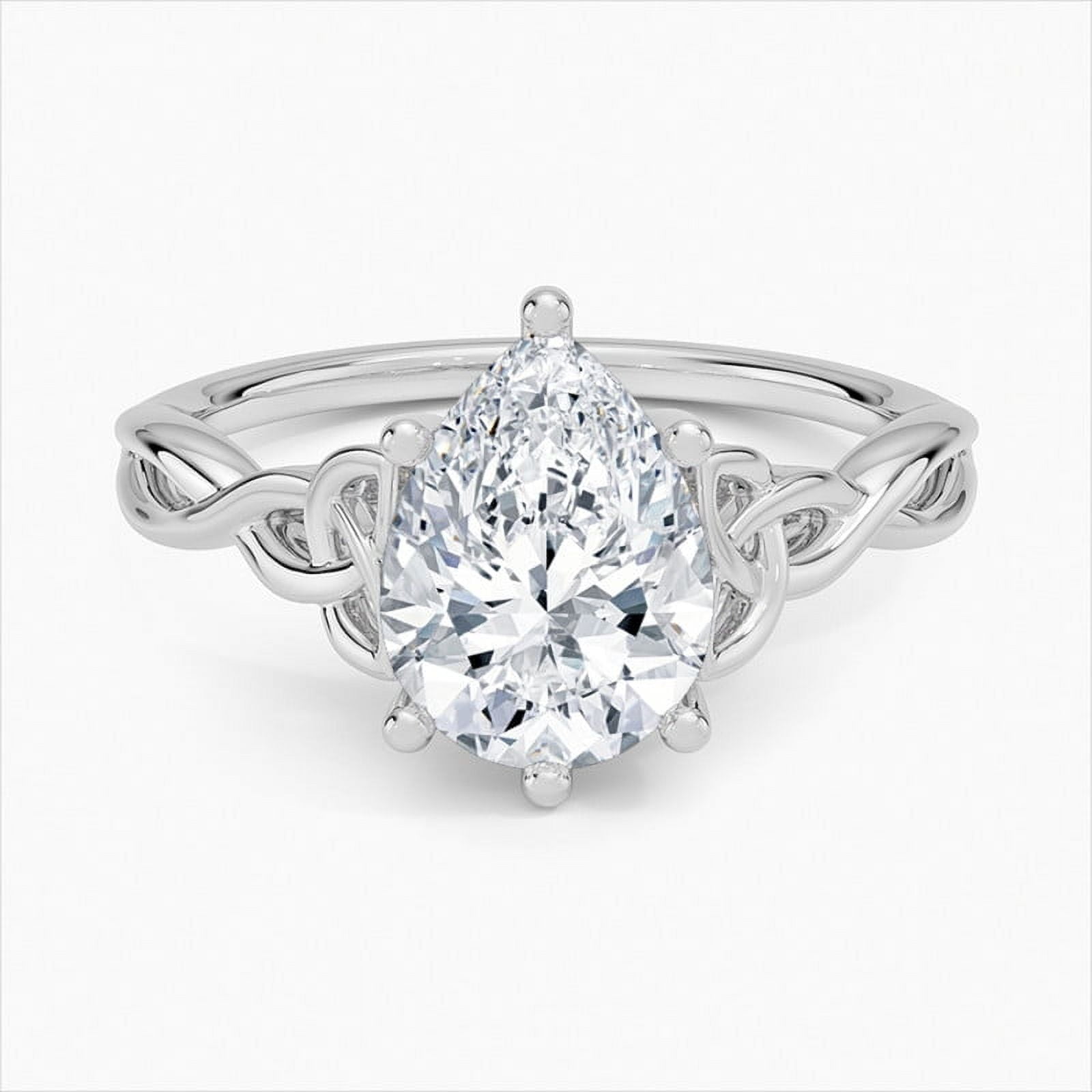 Ember Jewelry 1.89 Ct Pear Cut Moissanite Ring - 14K White Gold Plated ...