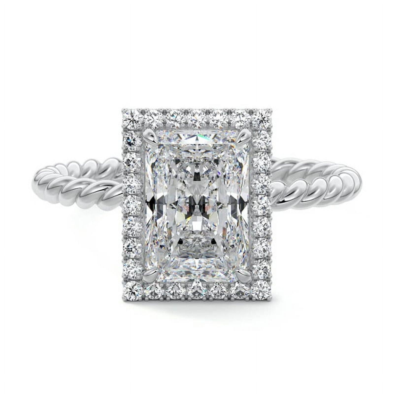 Ember Jewelry 14K White Gold Plated 1.58 Ct Radiant Cut Moissanite ...